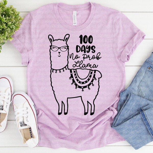 100th Days of School With Llama Svg - Etsy