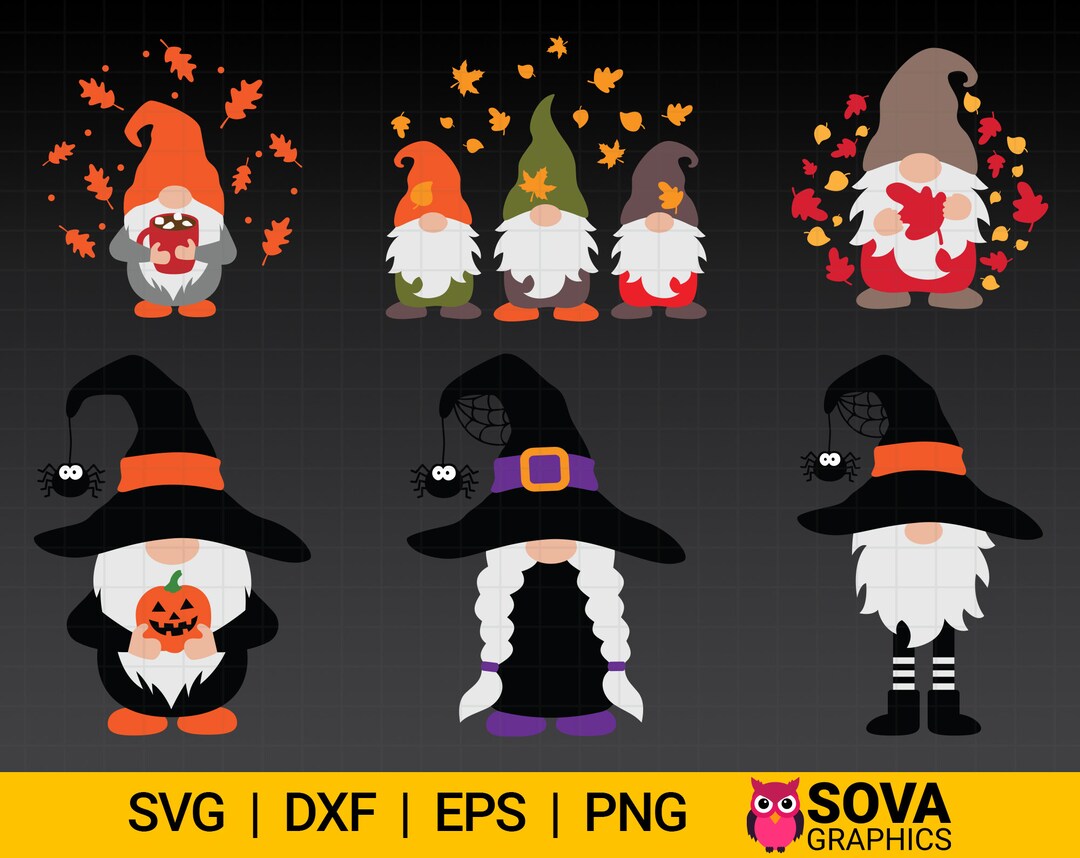 Fall Gnomes Svg Bundle, Autumn Gnome Svg, Halloween Gnome Svg ...