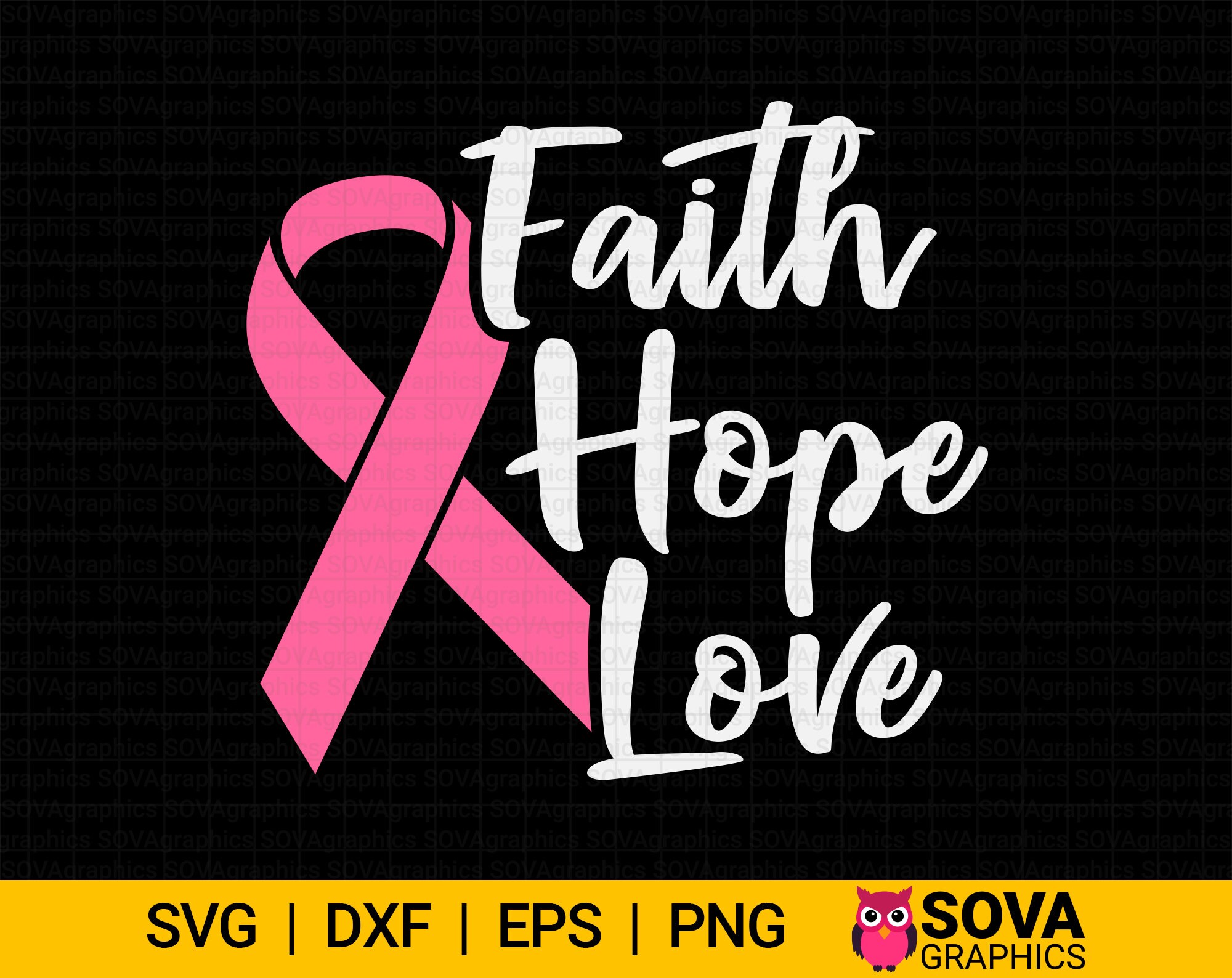 Breast Cancer Svg, Pink Ribbon Svg, Faith Hope Love Svg, Cure Svg ...