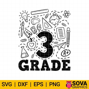 Third Grade Svg, 3rd Grade Svg, Back to School Svg, First Day of School ...