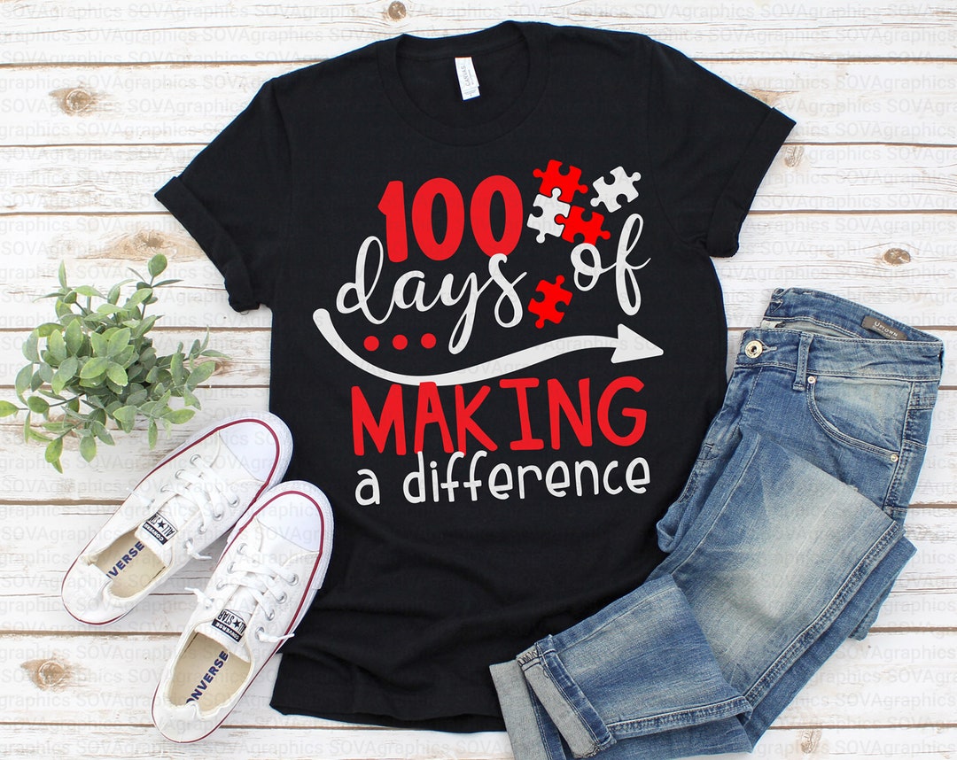 100 Days of Making a Difference Svg, 100 Days of School Svg, Puzzle Svg ...
