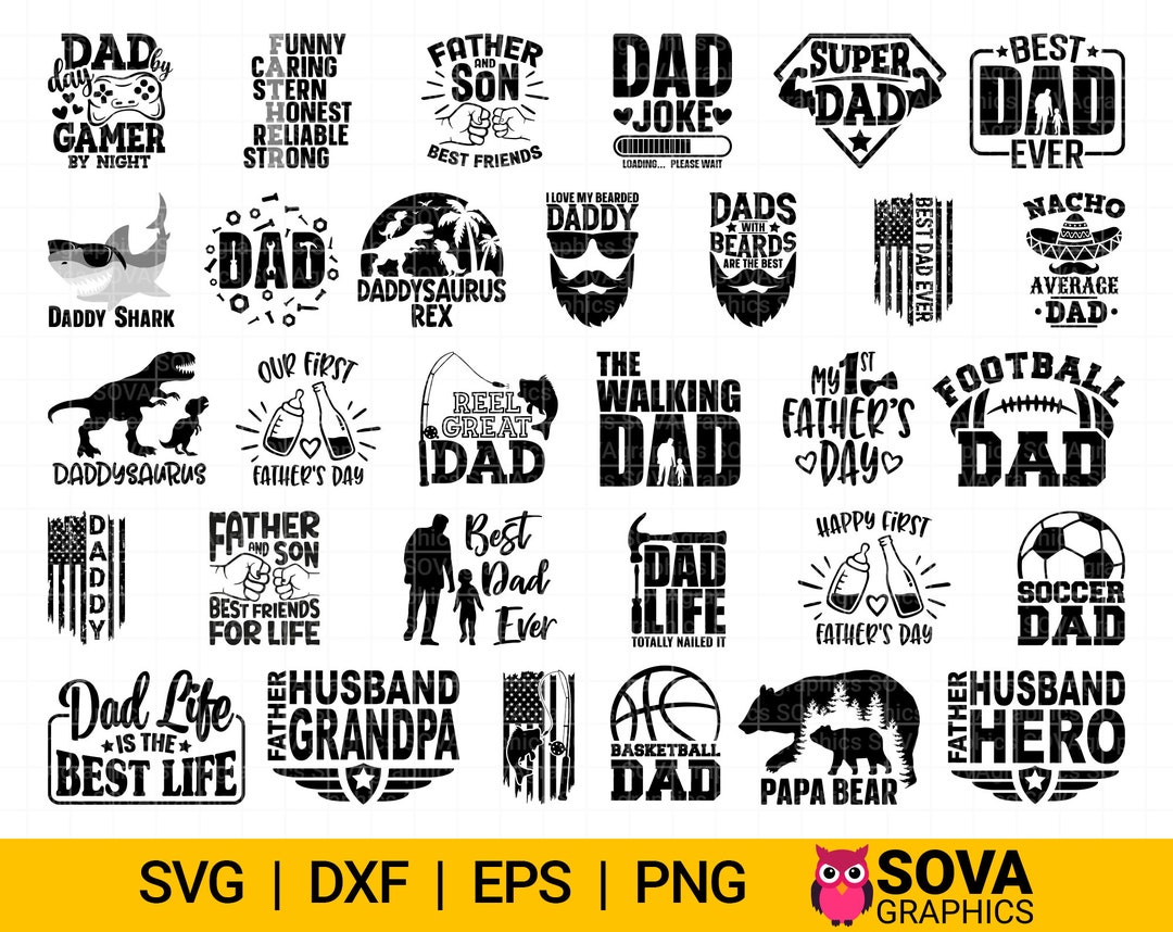Fathers Day Svg Bundle, Dad Svg, Daddy Svg, Svg, Dxf, Png, Eps, Jpg ...