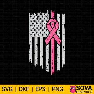 Pink Ribbon USA Flag Svg, Breast Cancer Svg, Grunge Flag Svg, Breast ...