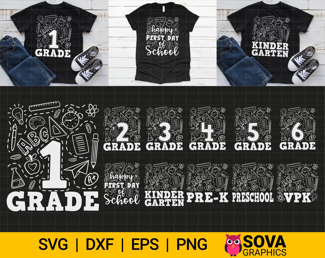 Back to School Bundle Svg, 1st Day of School Svg, 1st Grade Svg, Pre-k ...