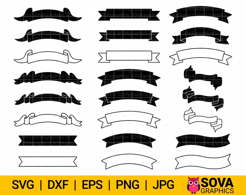 Banner Svg Banners Svg Bundle Ribbon Svg Bundle Ribbons - Etsy