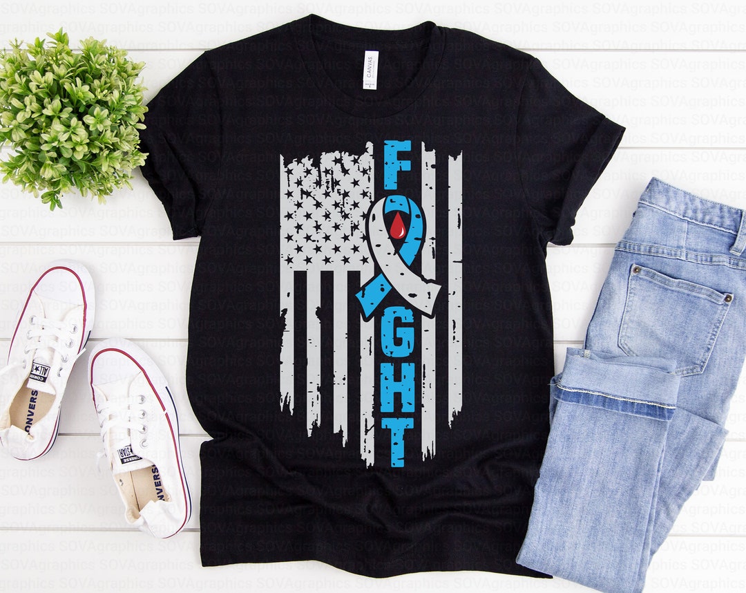 Diabetic Flag Svg, Fight Svg, Blue Ribbon Svg, USA Flag Svg, Fight Flag ...