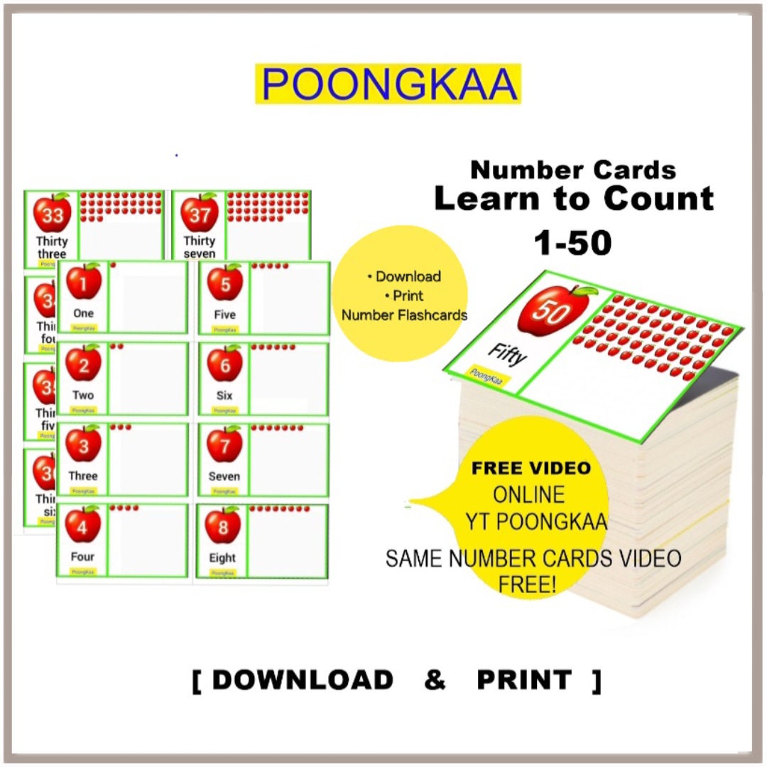 Apples Preschool Counting Cards 1-50 Math Preschool Number Cards ...