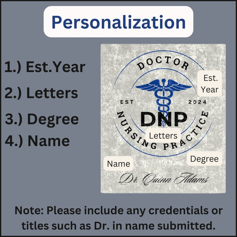 Personalized DNP Gift Monogram Caduceus Velvet Blanket Gift New Doctor ...