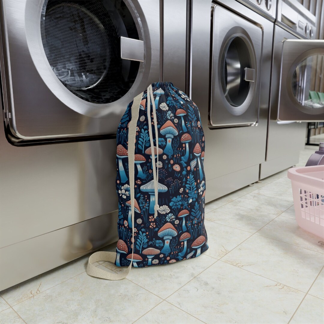 Laundry Bag Blue Mushroom, Travel Laundry Bag, Roommate Gift, College ...