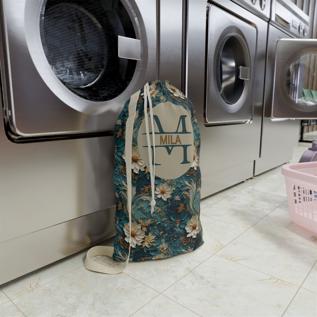 Personalized Laundry Bag Embroidered Floral Gift College Monogrammed ...
