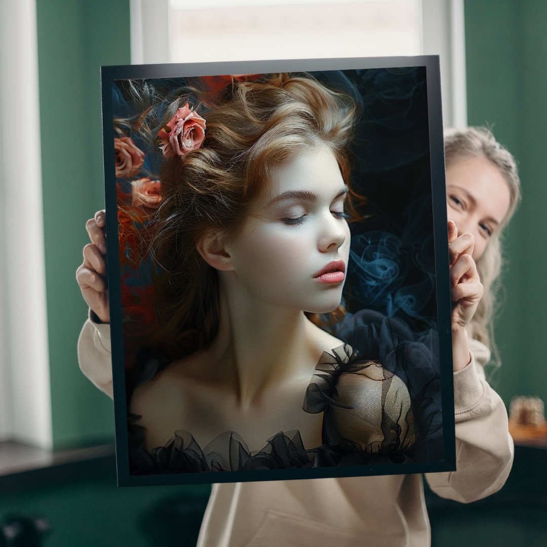 Artistic Woman Portrait Canvas Print , Woman Facing Back Wall Decor ...