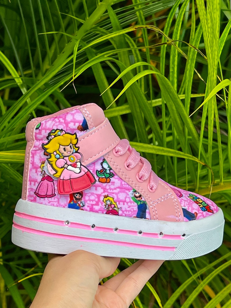 Princess Peach Inspired Sneakers, Velcro for Kids, Princess Light up ...