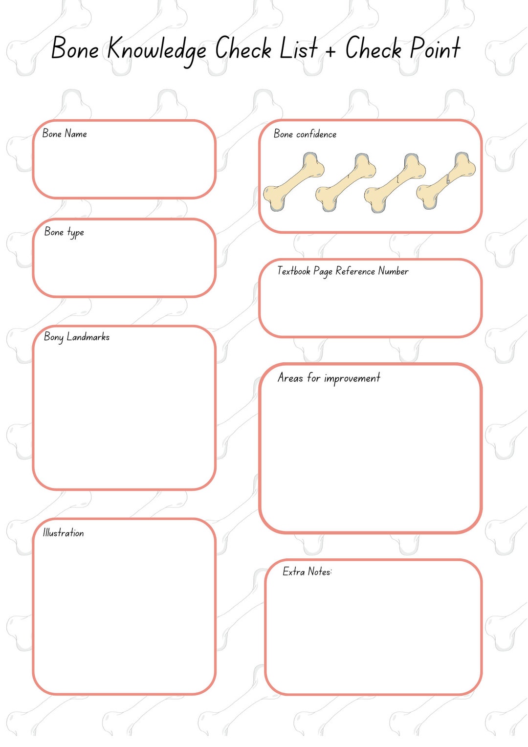Bone Checklist Checkpoint Printable Digital Download A4 - Etsy