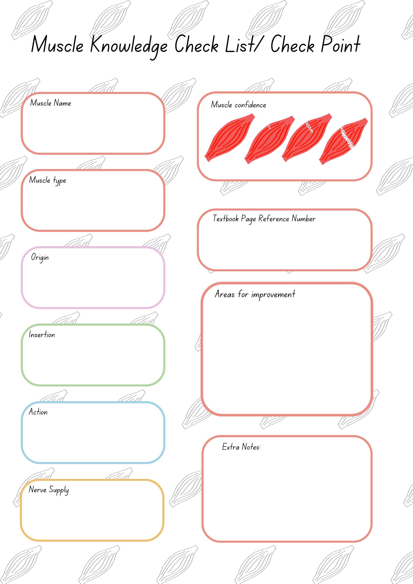 Muscle Checklist Checkpoint Printable Digital Download A5 - Etsy