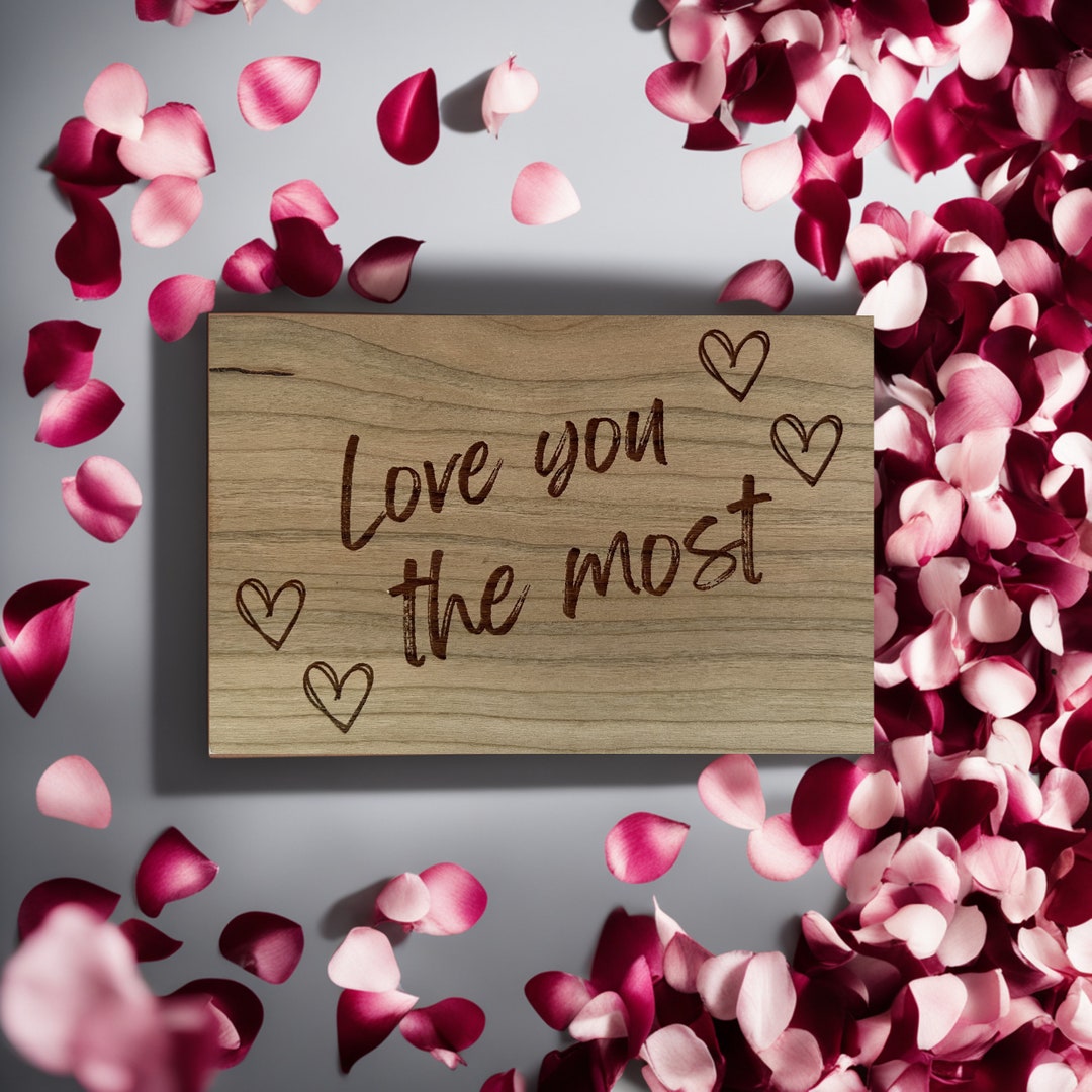 Engraved Cherry Wood Love Card | Personalized Anniversary Gift - Etsy
