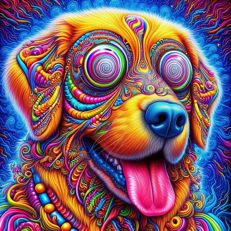 Psychedelic Rave Dog Digital Download - Etsy