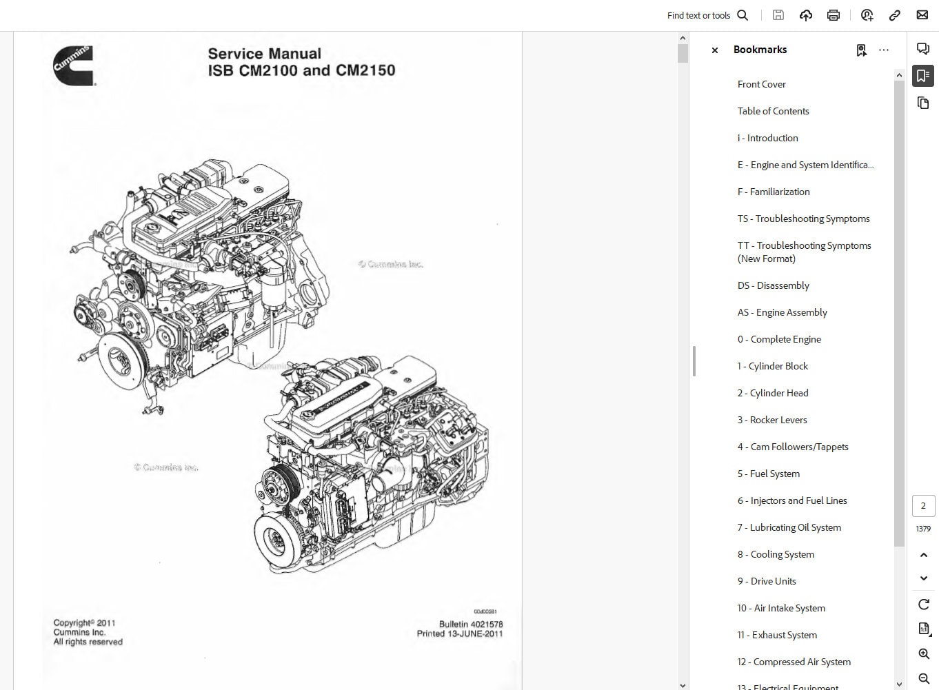 Cummins ISB 6.7L CM2100 CM2150 Diesel Engine Service Repair Shop Manual ...