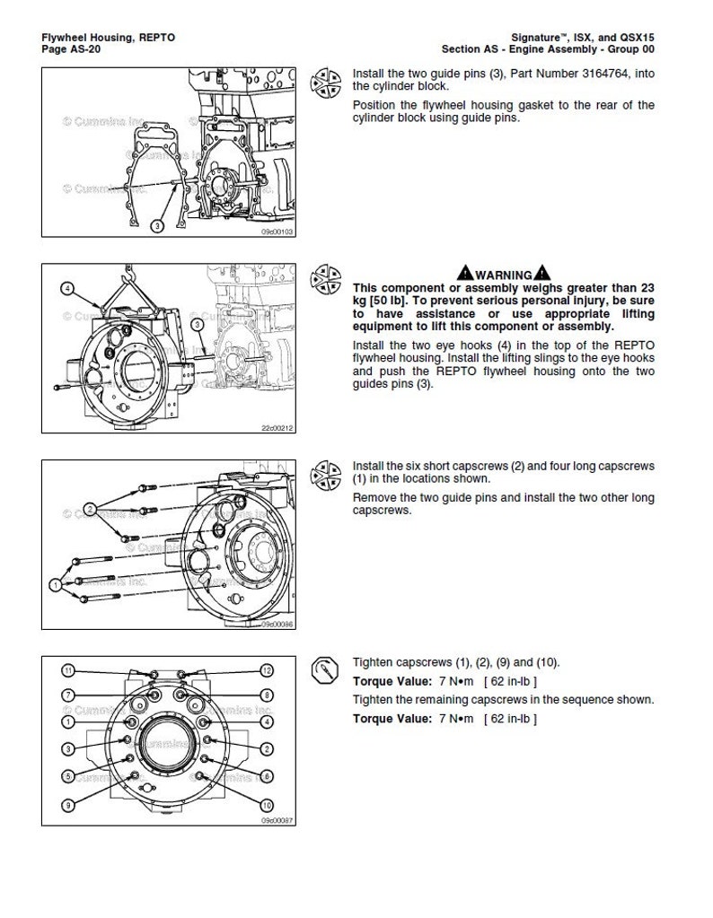 Cummins Signature, ISX, and QSX15 Diesel Engine Service Manual ...