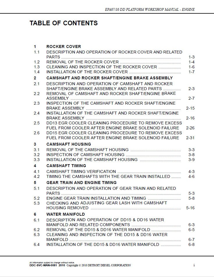 Detroit Diesel DD13 DD15 DD16 Engine Service Repair Workshop Manual - Etsy
