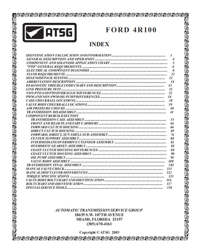 Ford 4R100 Transmission Service Repair Rebuild Manual ATSG - Etsy