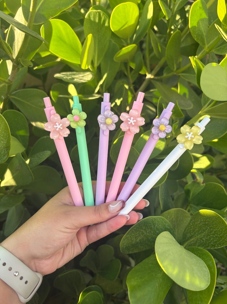 Pastel Flower Pens – Kawaii Floral Pens for Journaling, School, Gifts ...