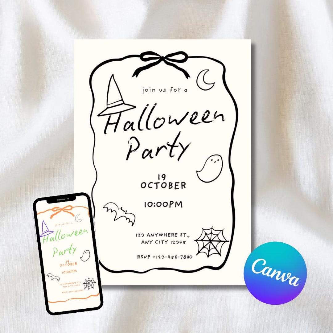 Editable Halloween Party Invitation Printable Digital Template Spooky ...