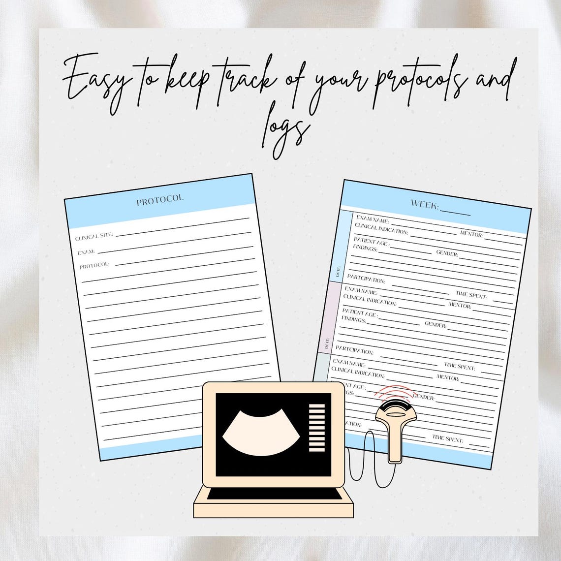 Ultrasound Clinical Log Book: Sonography Student Printable (digital ...