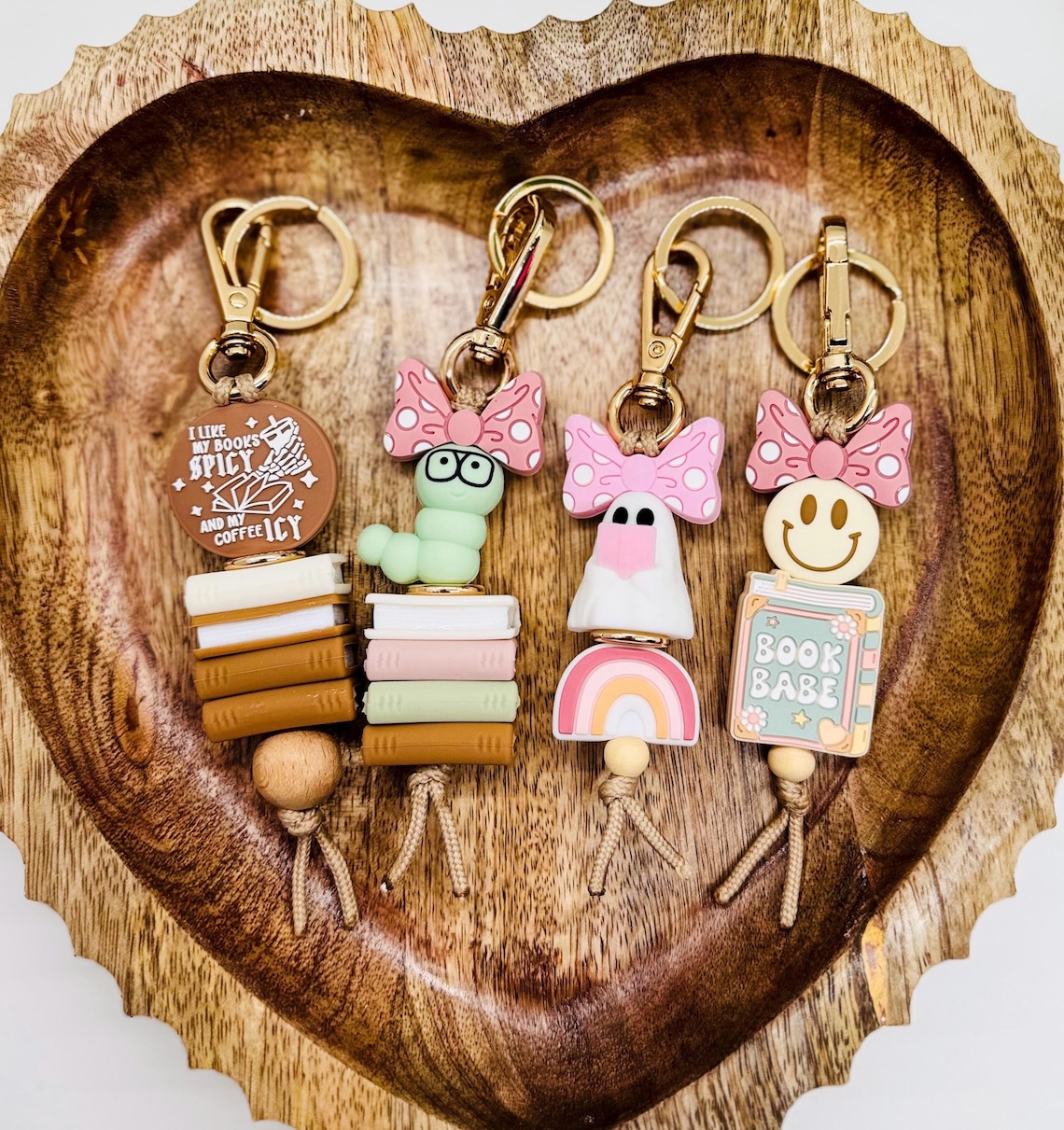 Bookish Keychain | Bookworm Keychain | Reader Gift Keychain | Book ...