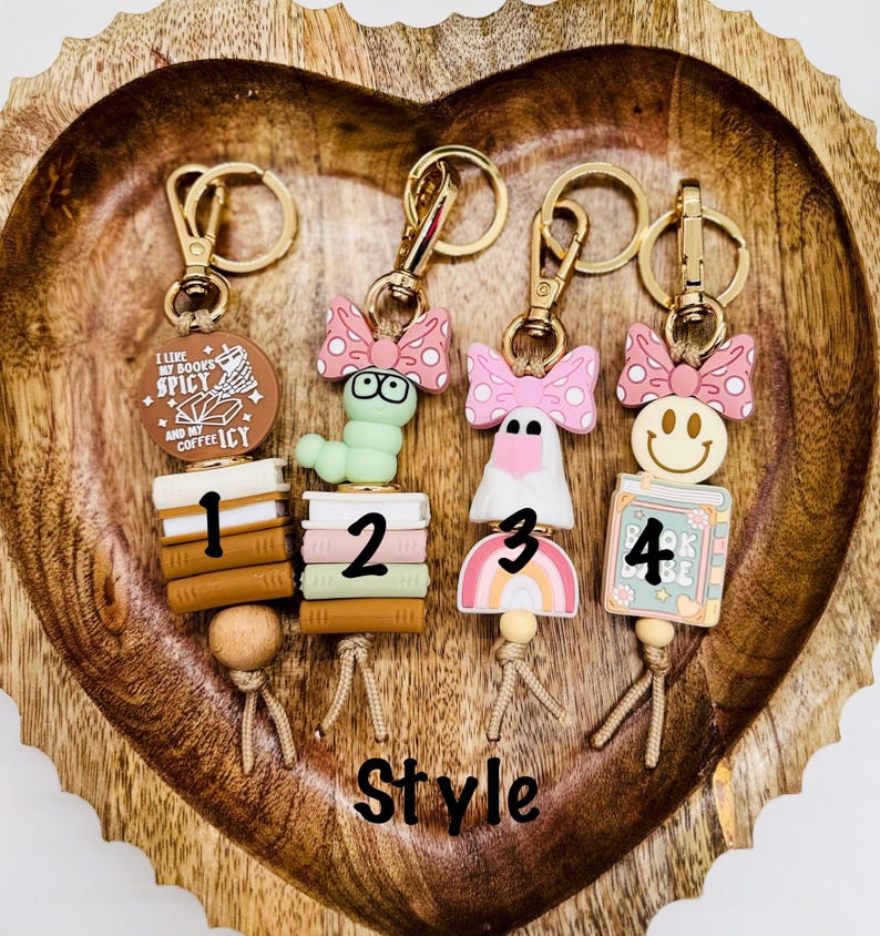 Bookish Keychain | Bookworm Keychain | Reader Gift Keychain | Book ...