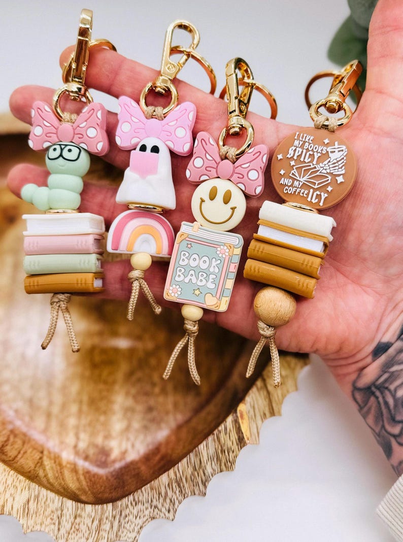 Bookish Keychain | Bookworm Keychain | Reader Gift Keychain | Book ...