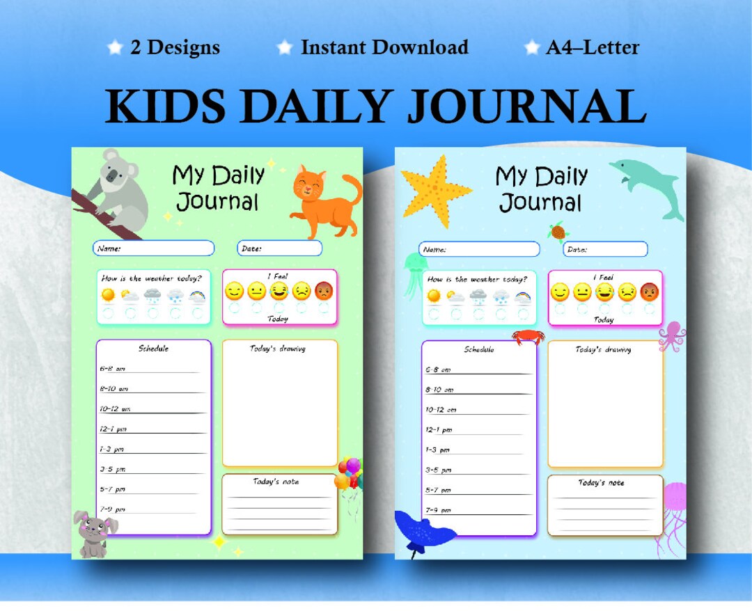 Kids Daily Journal Printable Diary for Children Daily - Etsy