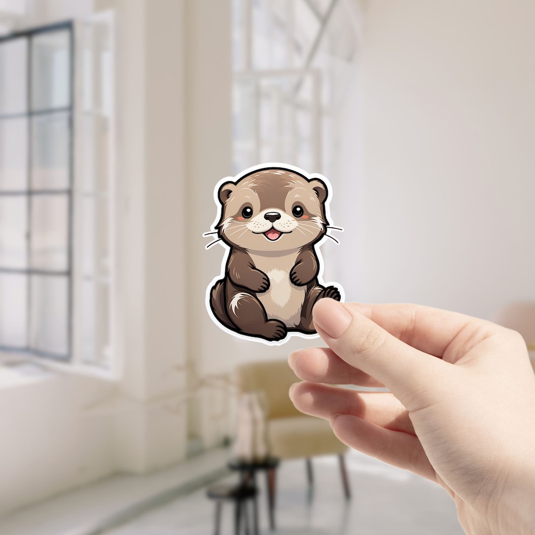 Sea Otter Vinyl Sticker, Marine Life Laptop Decal Gift for Animal Lover ...