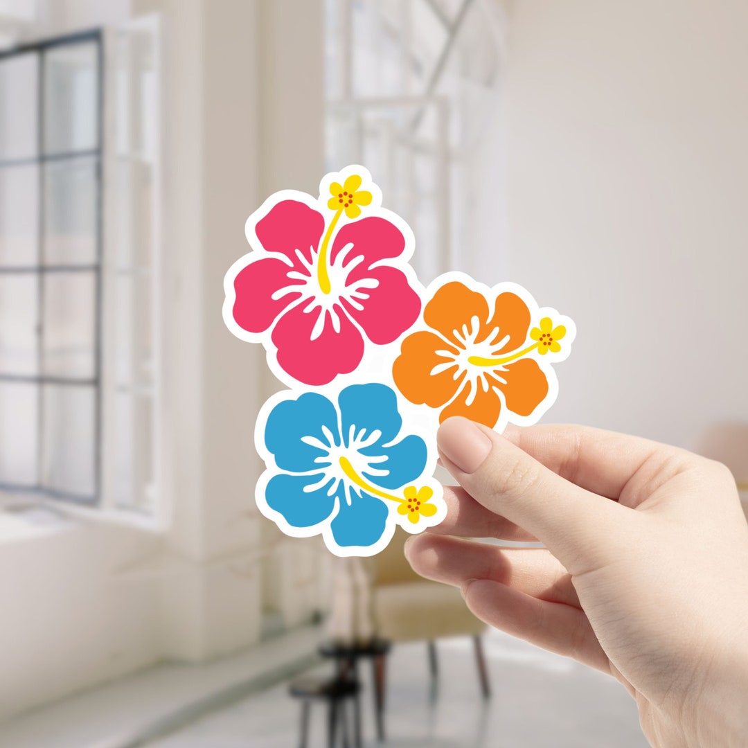 Hibiscus Flower Sticker Gift for Plant Lover, Hawaii Flower Sticker for ...