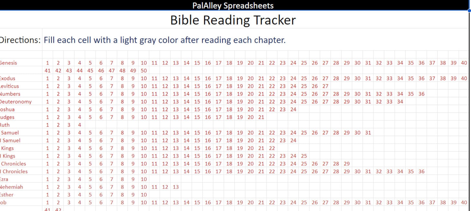 Bible Spreadsheet Google Sheet - Etsy