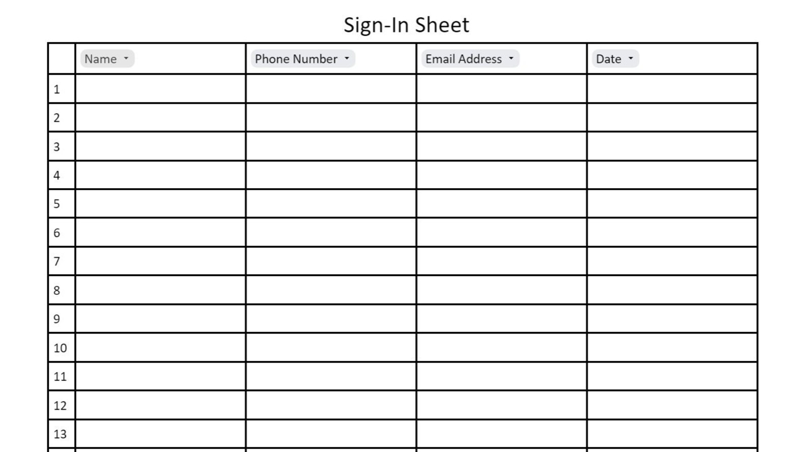 Sign-in Sheet Google Doc - Etsy