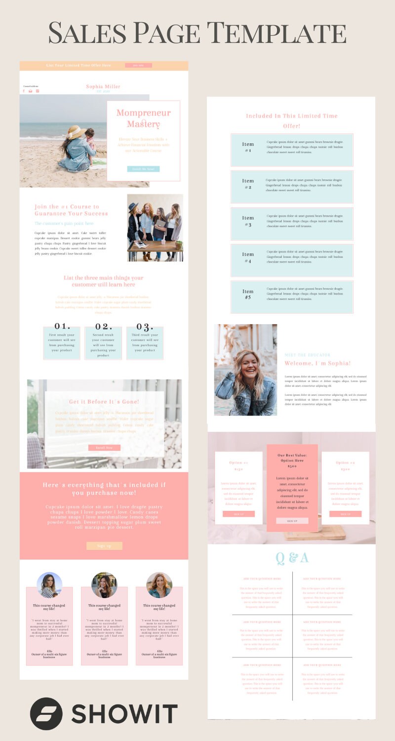 Showit Sales Page Template Showit Landing Page Template - Etsy Showit Sales Page Template Showit Landing Page Template - Etsy