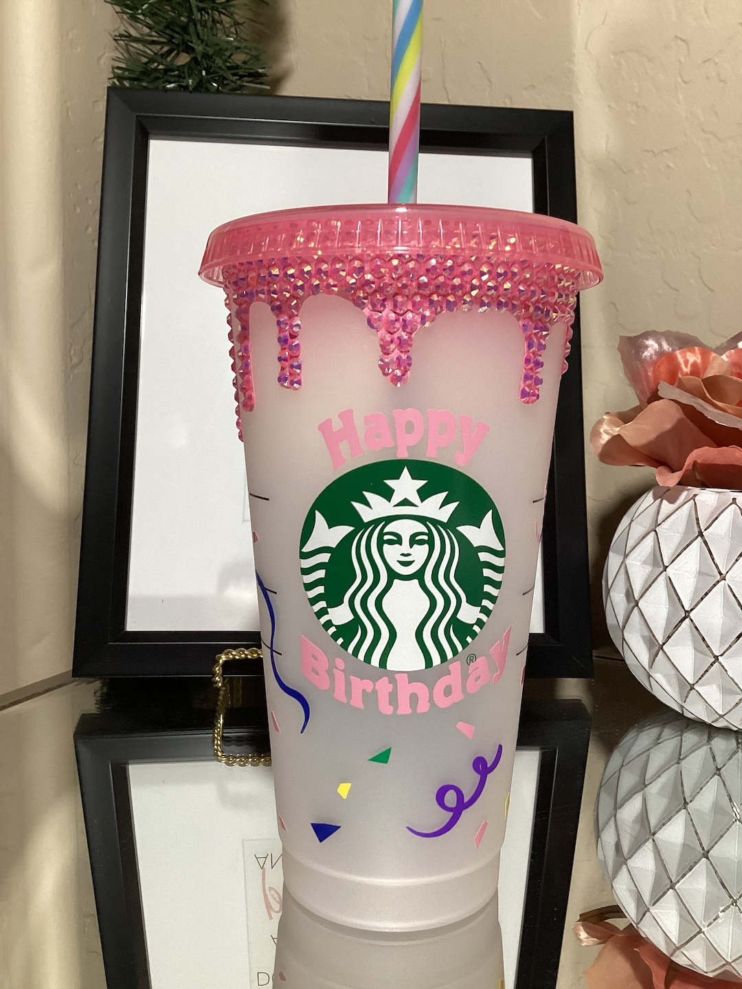Happy Birthday Cold Cup. Beautiful Birthday Idea. Rhinestone - Etsy