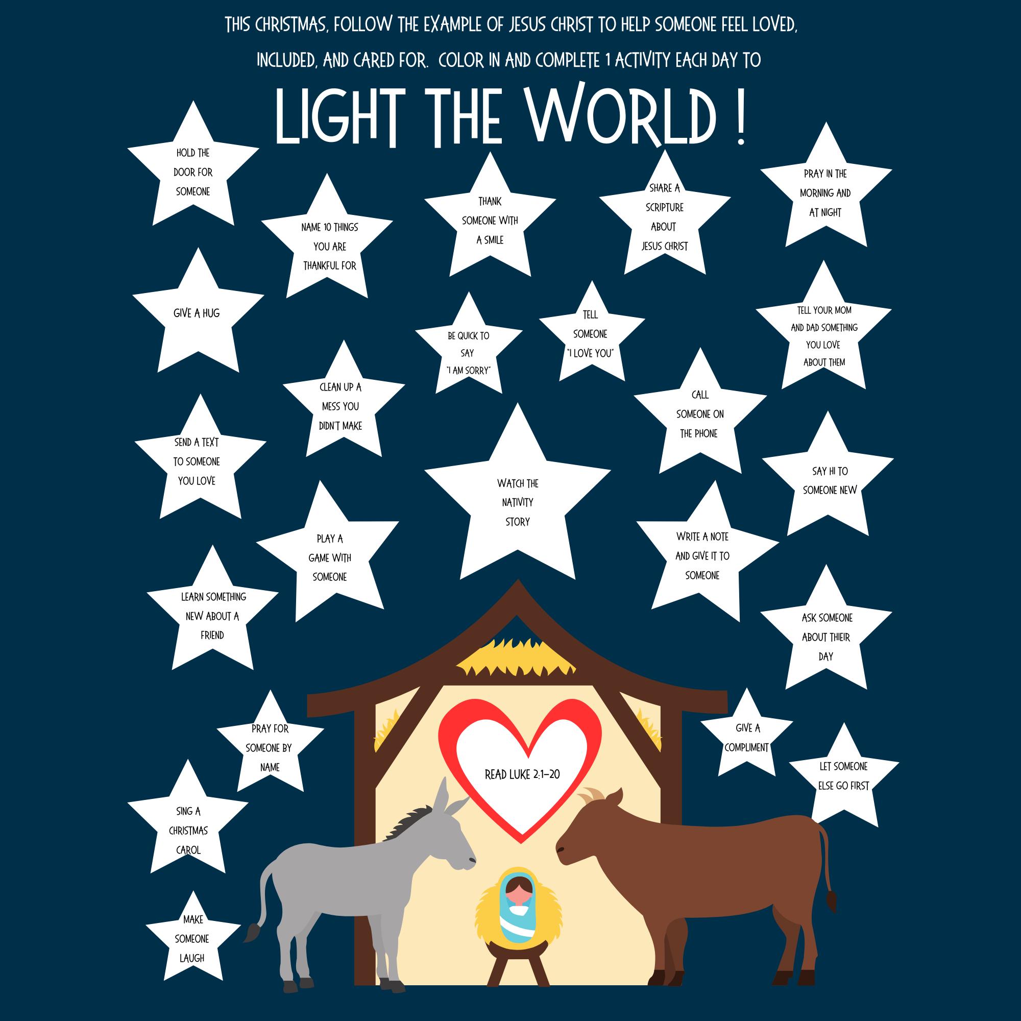Light the World Nativity Calendar Printable - Etsy