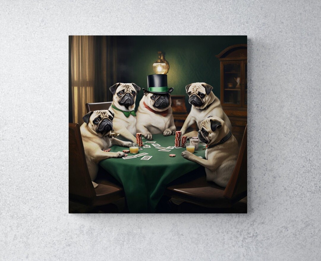 Poker Pugs Canvas: A Game of Canine Strategy - Etsy