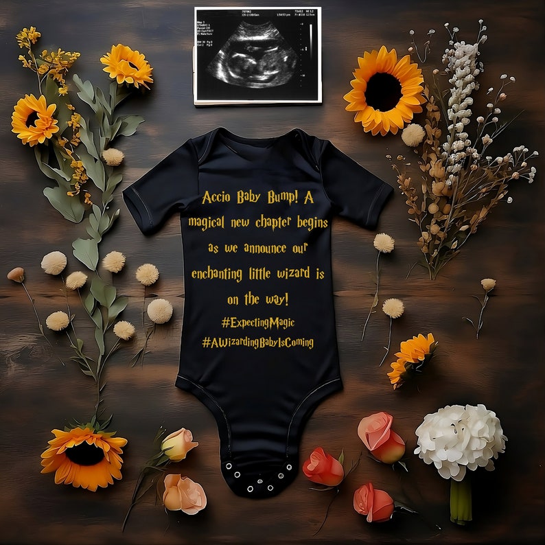 Magic Pregnancy Announcement Template Baby Boy Witch or Wizard Digital ...