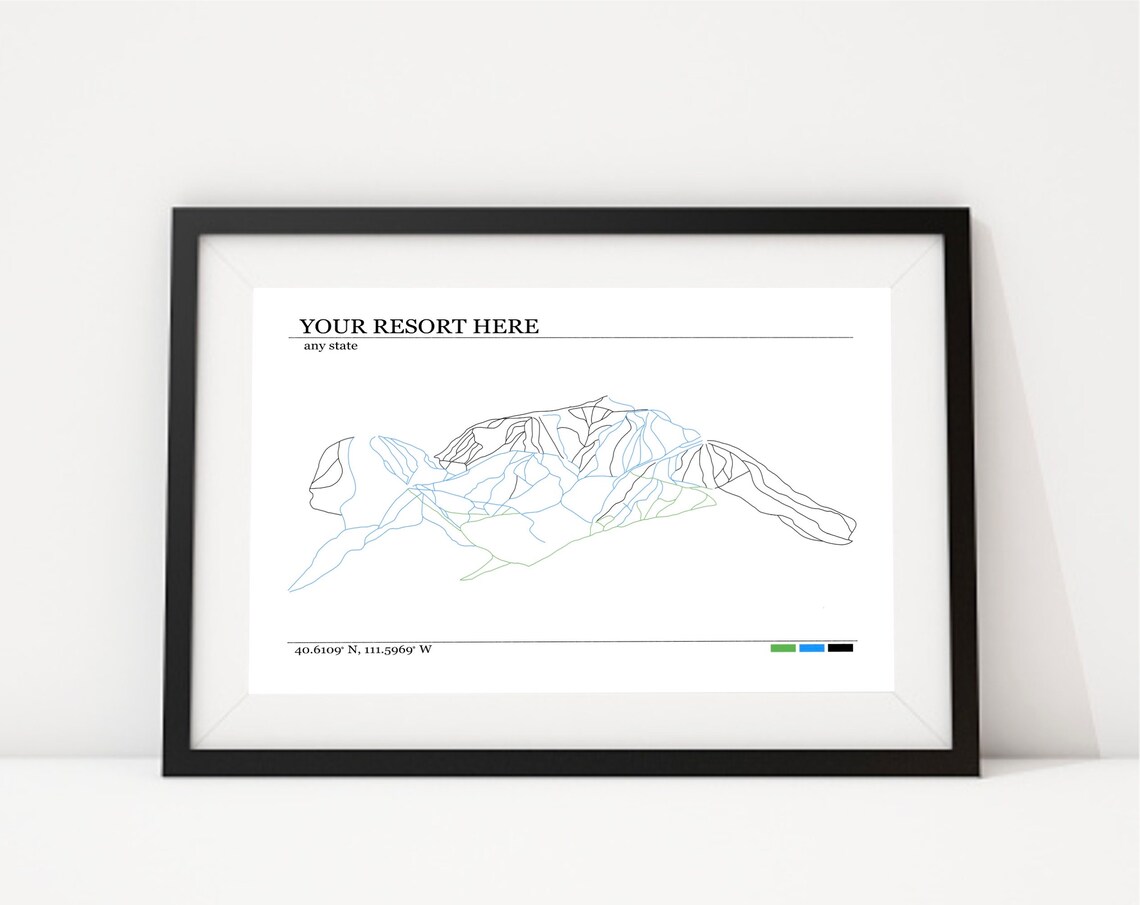 CUSTOM Ski Resort Map | Poster | Modern Art | Digital Print | Home ...