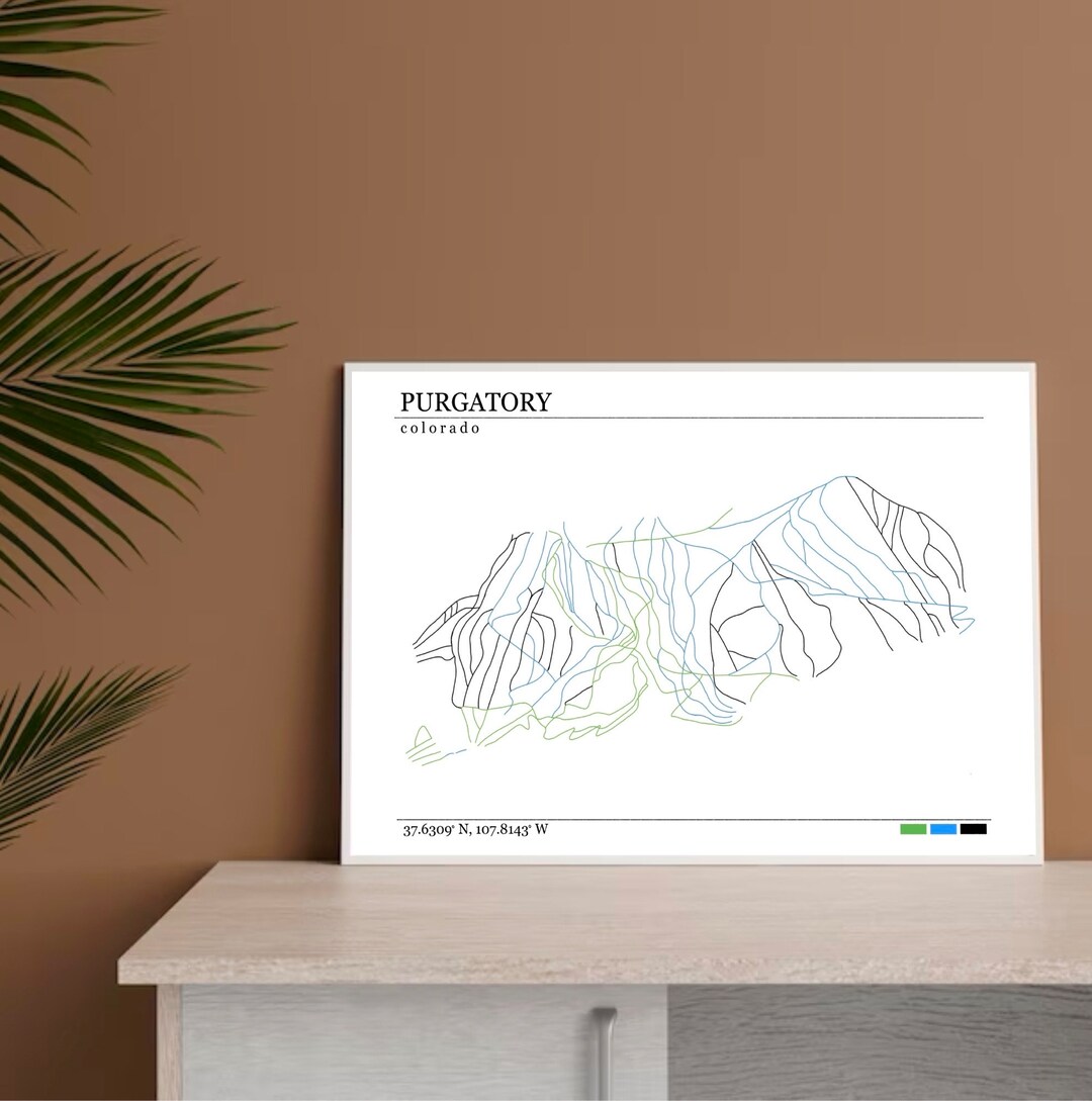 Purgatory Resort Ski Resort Run Map Poster Modern Art Digital Print ...