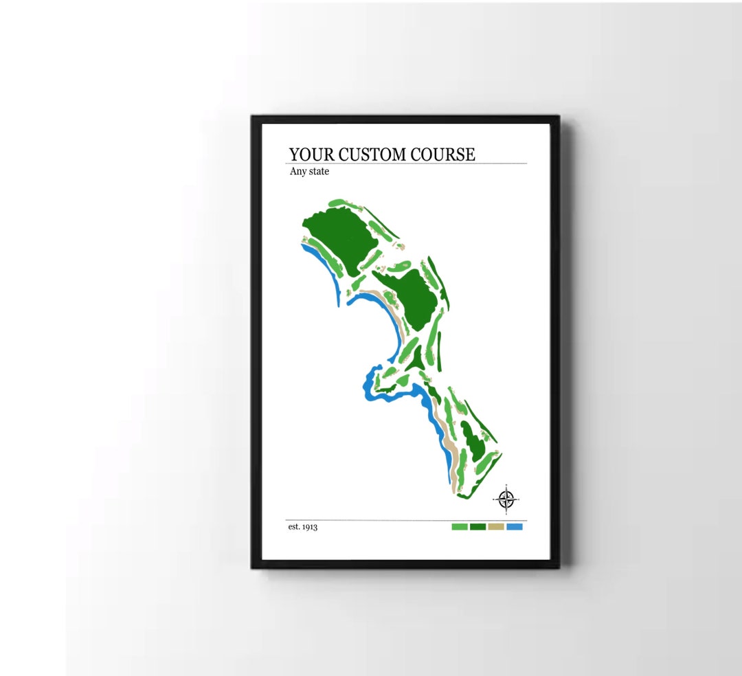 CUSTOM Golf Course Map | Modern Art | Digital Print | Unique Home Decor ...