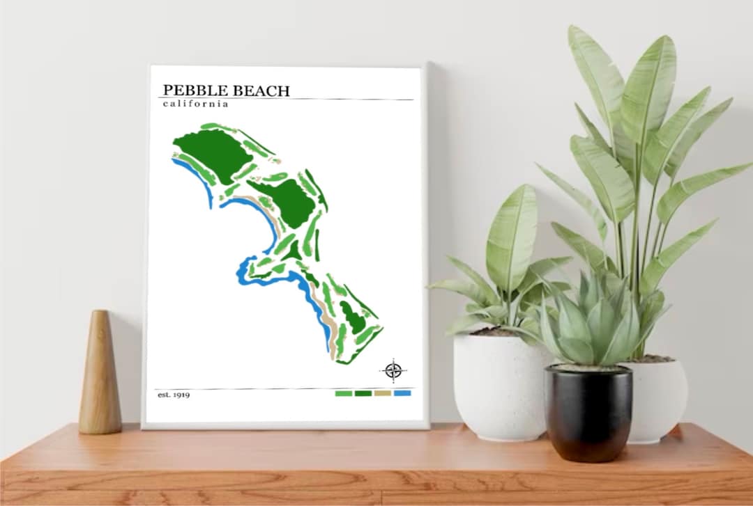 Pebble Beach Golf Links | Golf Course Map | Modern Art | Digital Print ...