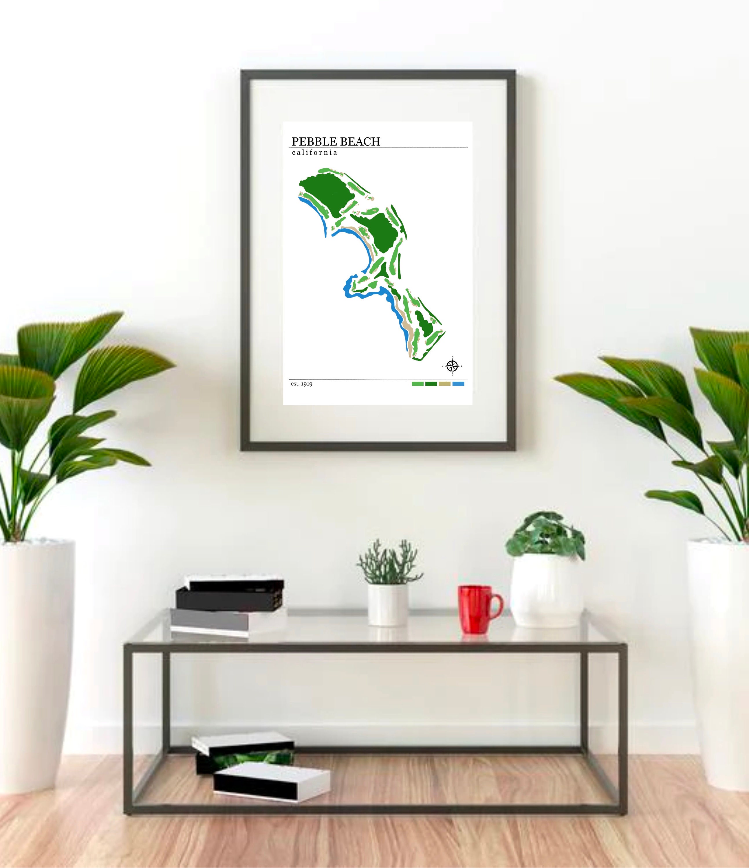 Pebble Beach Golf Links Golf Course Map Modern Art - Etsy