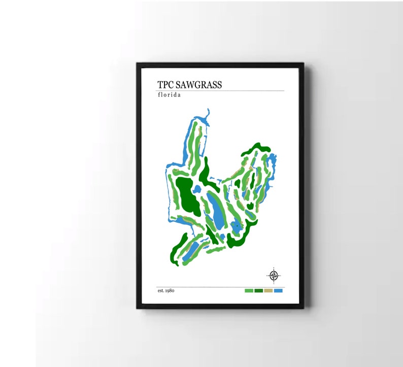 TPC Sawgrass | Golf Course Map | Poster | Modern Art | Digital Print ...