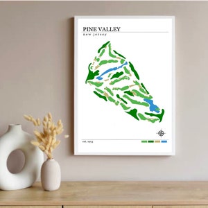 Pine Valley Golf Club Golf Course Map Modern Art Digital Print Home ...