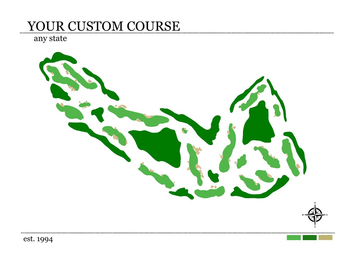 CUSTOM Golf Course Map | Modern Art | Digital Print | Unique Home Decor ...