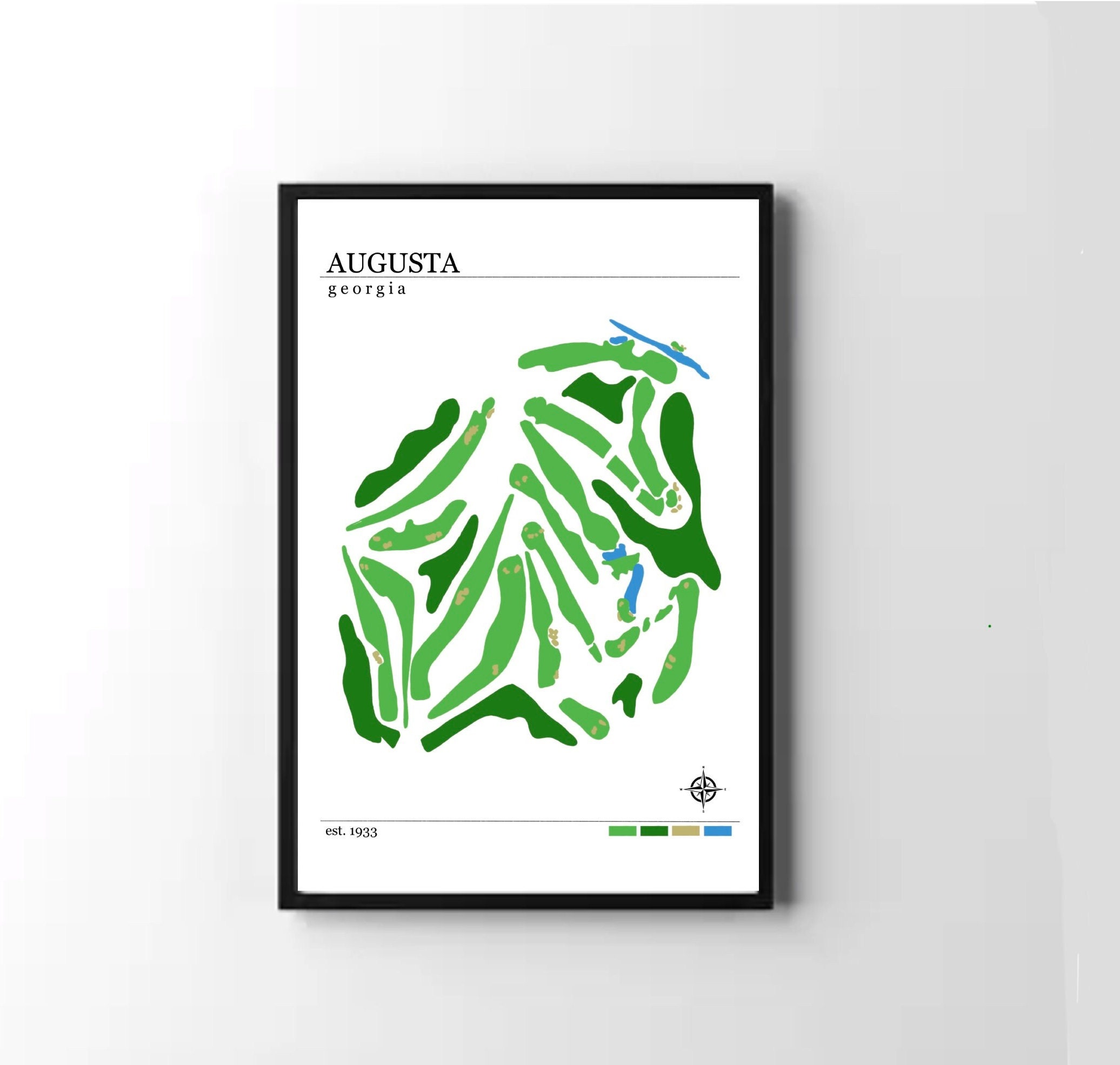 Augusta National Golf Club | Golf Course Map | Poster | Modern Art ...