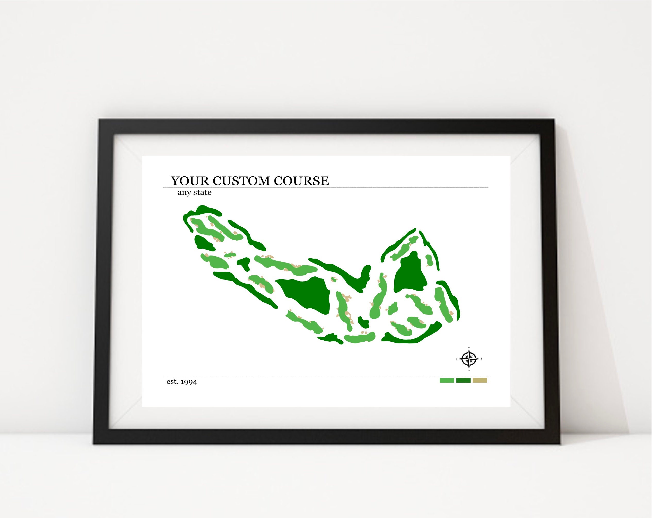 CUSTOM Golf Course Map | Modern Art | Digital Print | Unique Home Decor ...